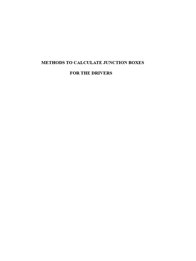 Junction Box Sizing Calculation Methods | PDF | Pipe (Fluid Conveyance ...