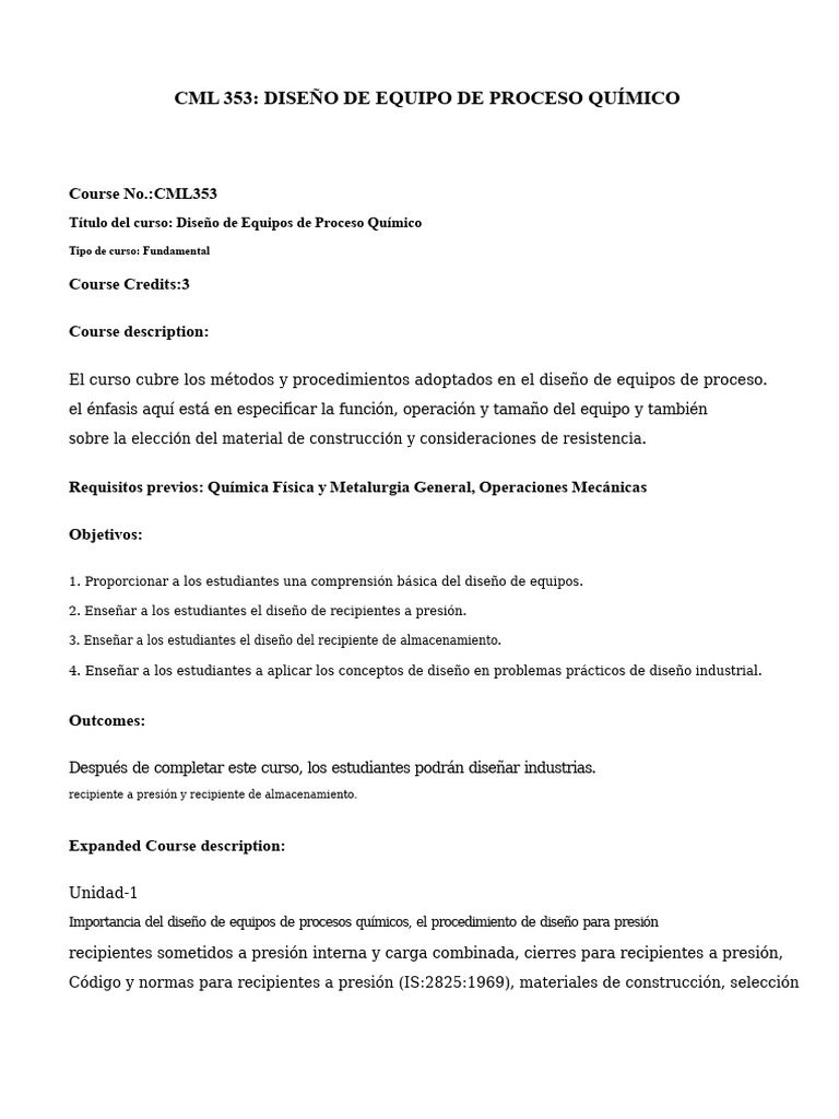 Diseño de Equipos de Proceso Químico | PDF | Diseño | Químico