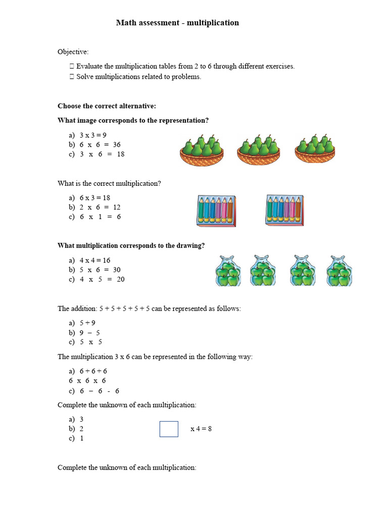 mathematics assessment proposal 3rd grade | PDF | Multiplication ...