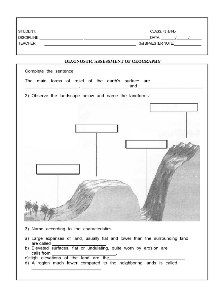 103244604-DIAGNOSTIC ASSESSMENT OF GEOGRAPHY-4ºB-3rd Trimester | PDF ...