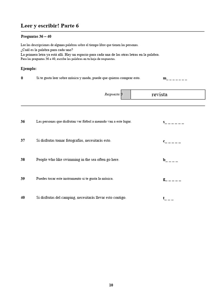 Prueba de Práctica de Lectura y Escritura 2 | PDF
