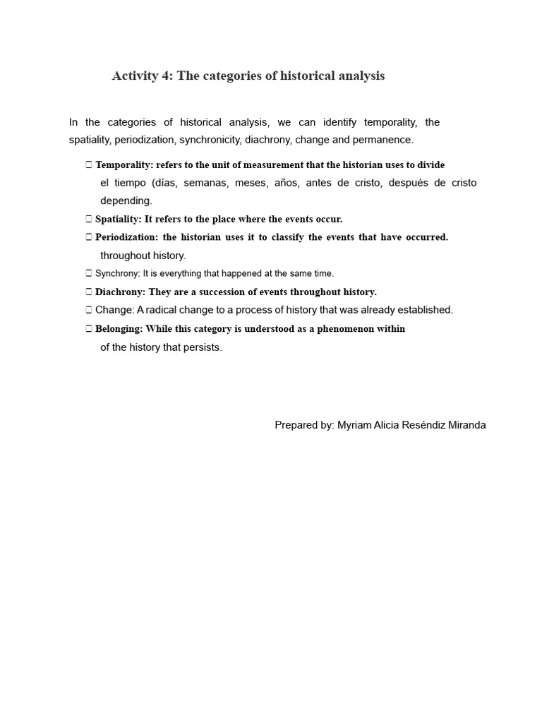 The Categories of Historical Analysis | PDF