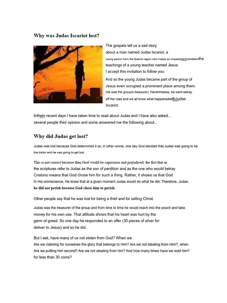 Reasons for Judas Iscariot's Betrayal | PDF | Judas Iscariot | Jesus