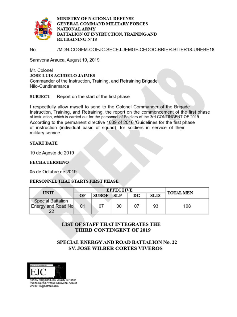Report on Soldier Training Phase 1 | PDF | Brigade | Military