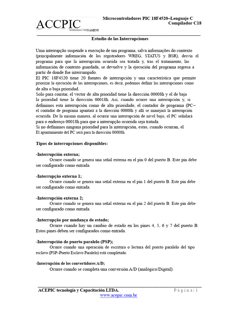 Microcontroladores PIC 18F4520 Idioma PDF | PDF | Microcontrolador | C ...