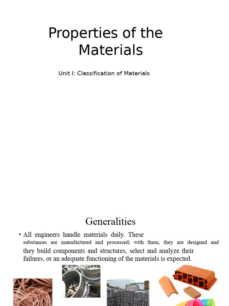 Generalities of Materials | PDF | Metals | Mechanical Engineering