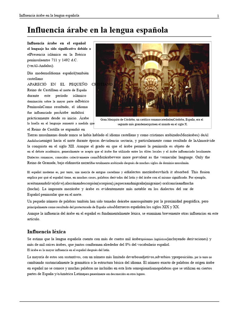 Influencia Árabe en El Idioma Español | PDF | Lengua española | España