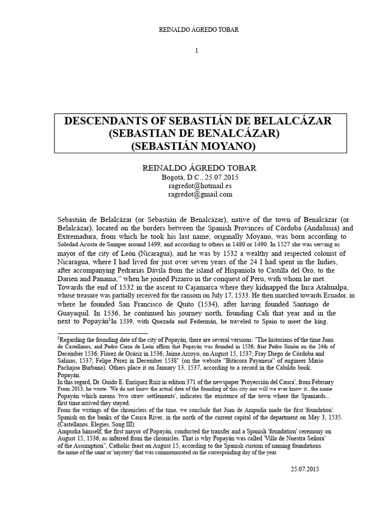 Belalcázar Descent (Ágredo) | PDF