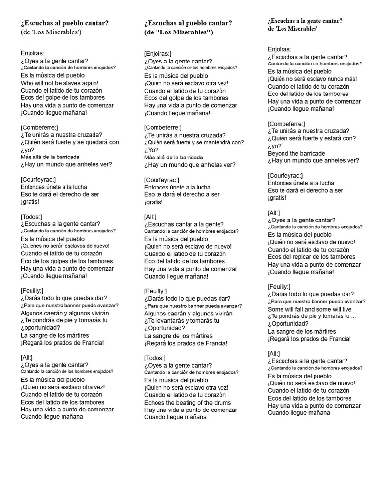 ¿Escuchas a la gente cantar? | PDF