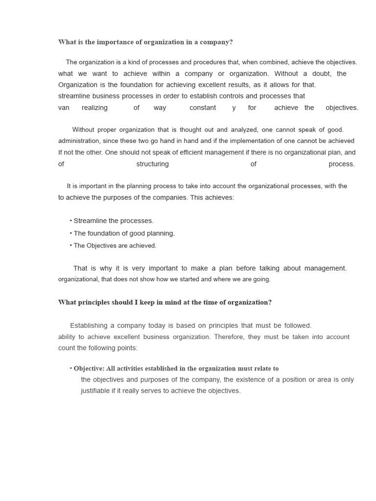 Importance of Organization in Administration Marian | PDF | Business ...