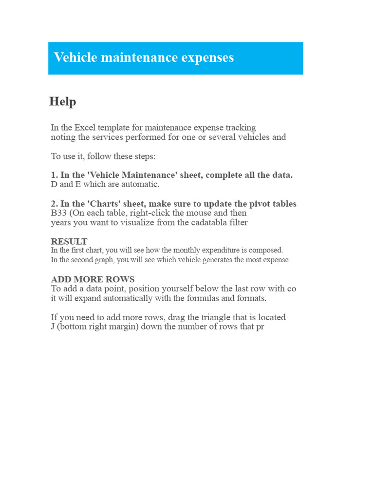 excel-template-vehicle-control-and-maintenance.xlsx | PDF | Microsoft Excel