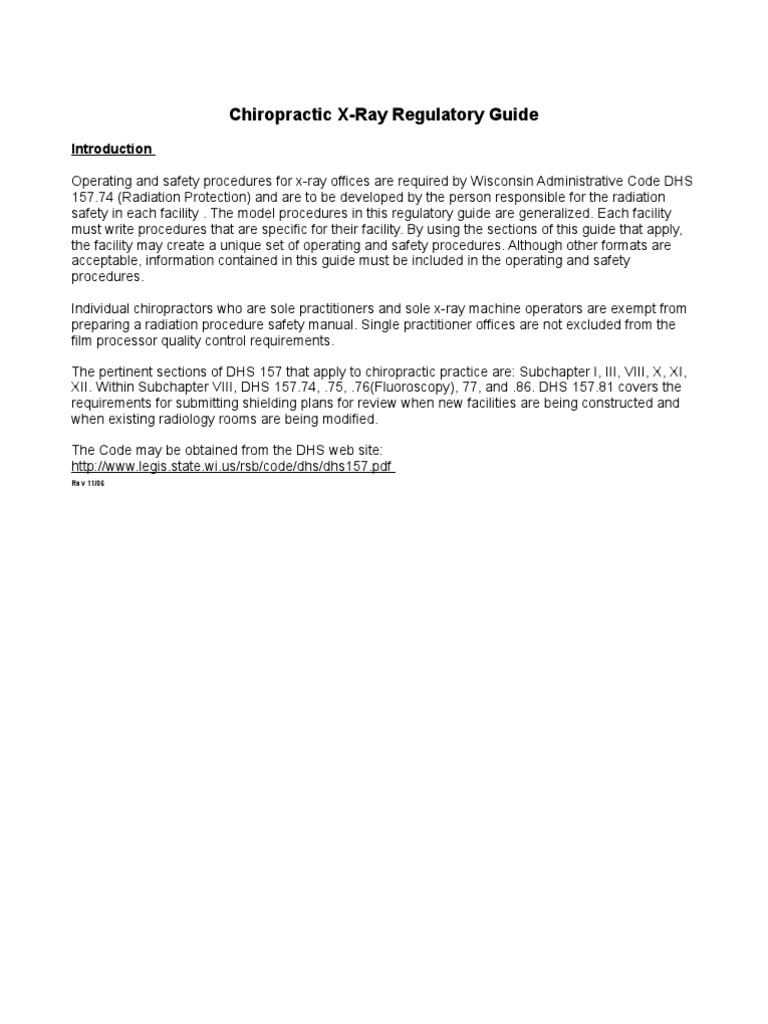 X-Ray Safe Operating Procedures | PDF | Radiation Protection | Chiropractic