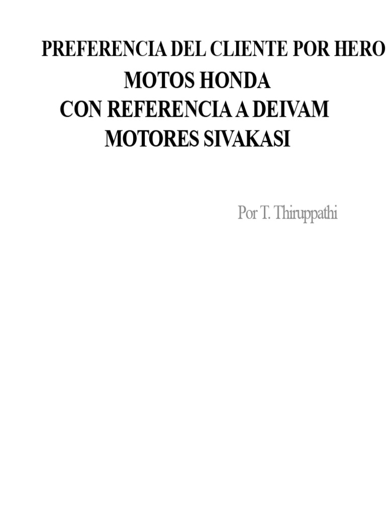 Preferencia del cliente por las motocicletas Hero Honda | PDF ...