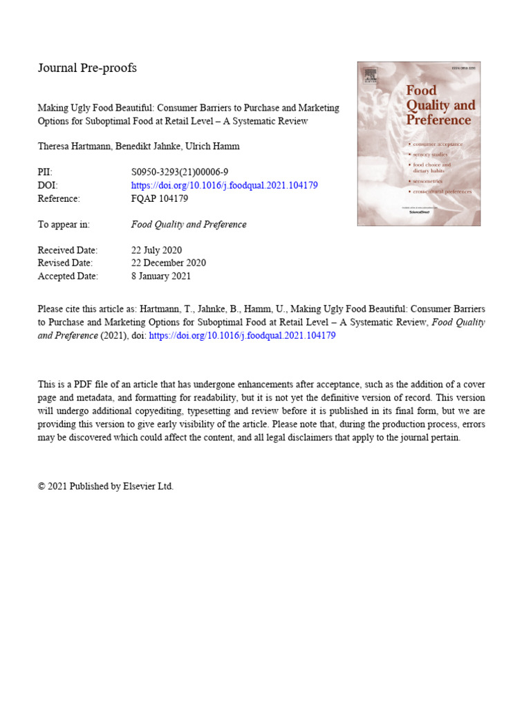 Making Ugly Food Beautiful Consumer Barriers To Pu | PDF | Behavior ...