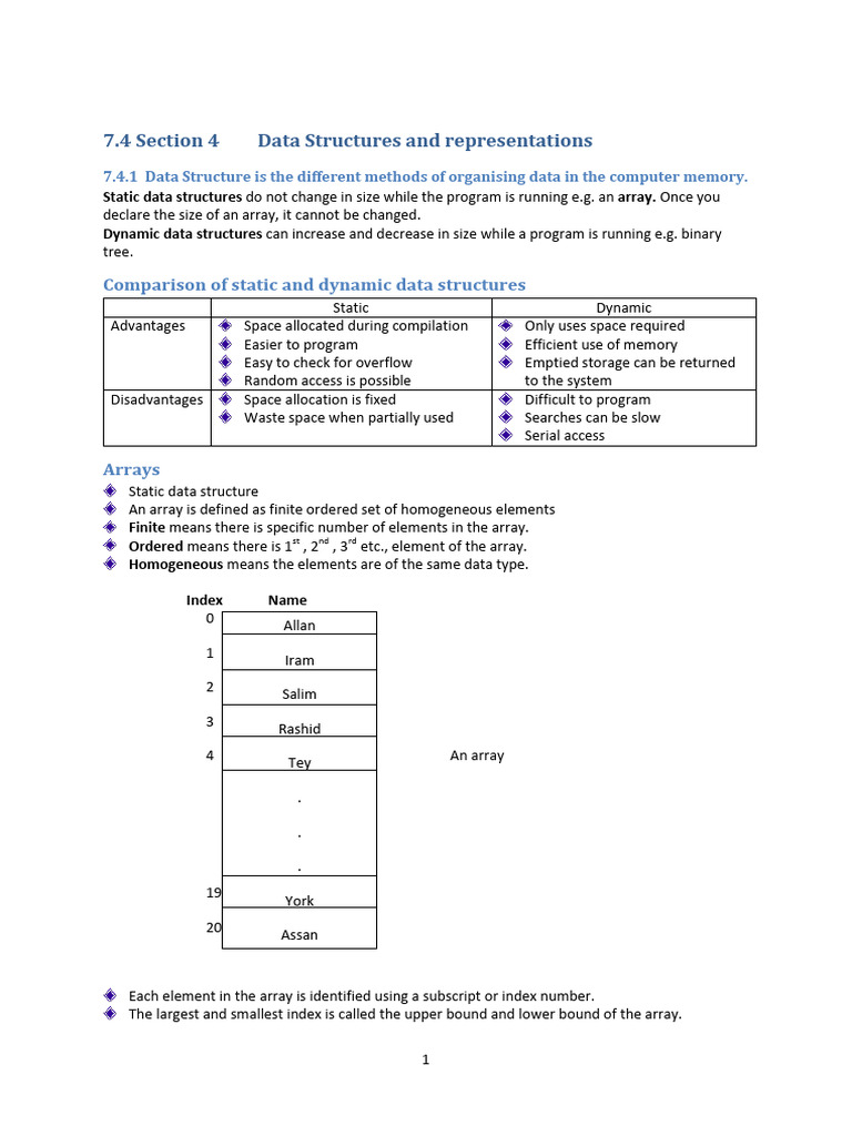 A_Level_Data_structure_and_Data_representation | PDF | Binary Coded Decimal | Integer (Computer ...