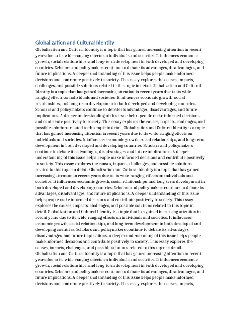 Globalization and Cultural Identity | PDF | Society | Globalization