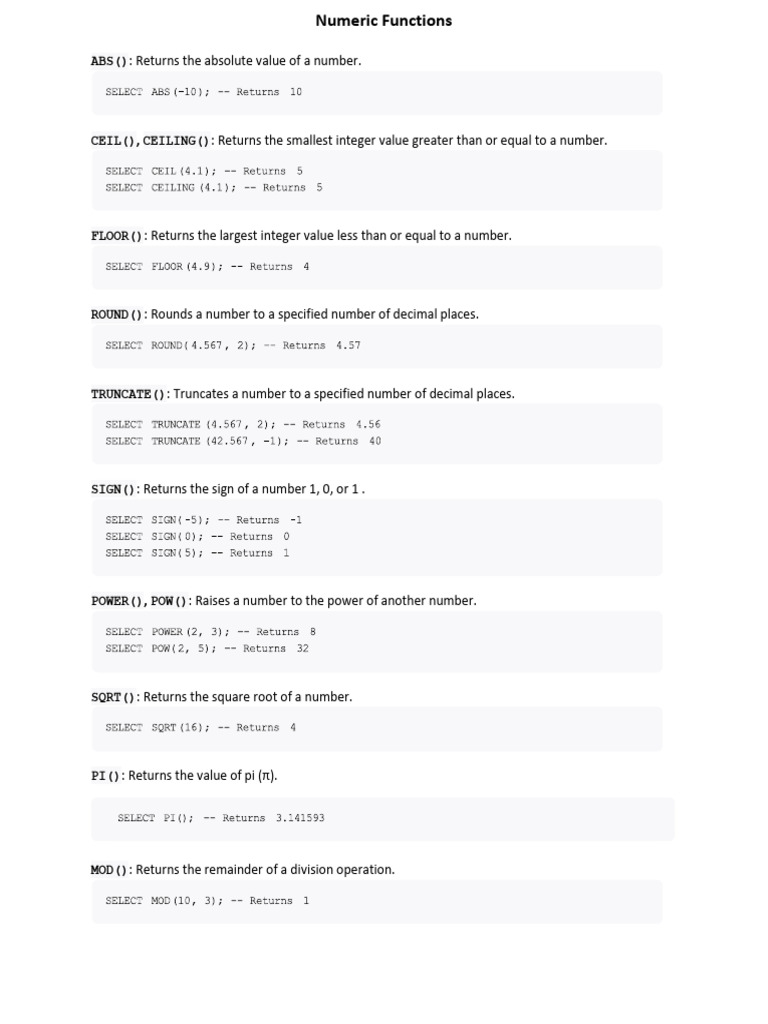 Numeric Function | PDF