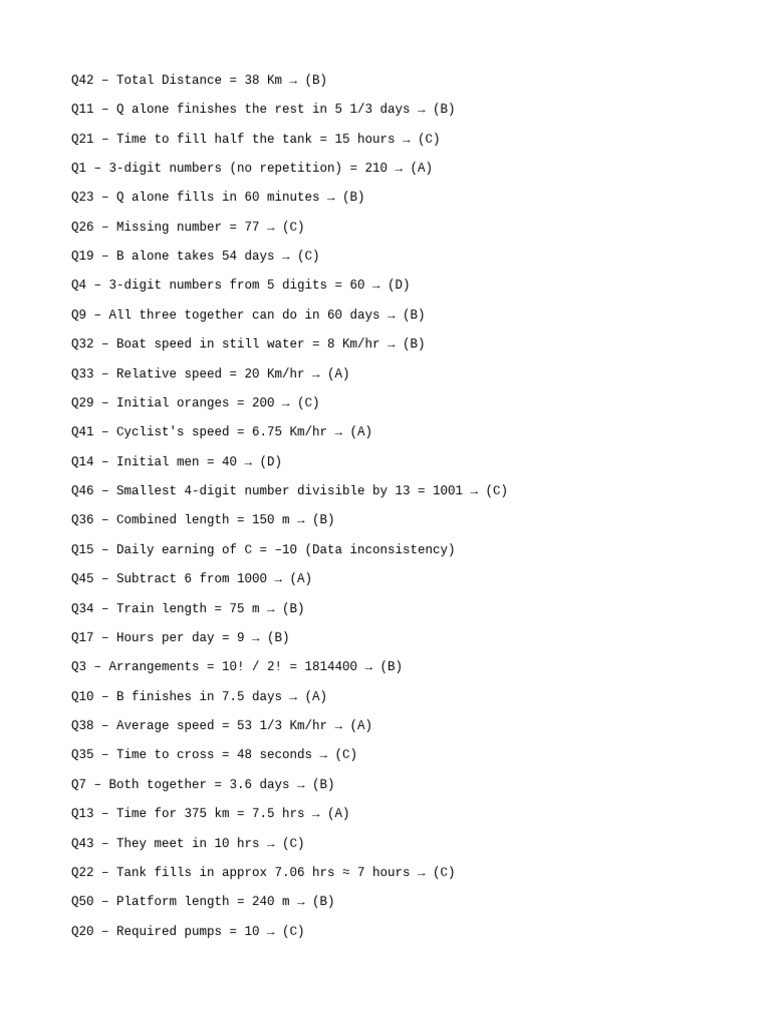 Quants Answers | PDF | Speed | Velocity