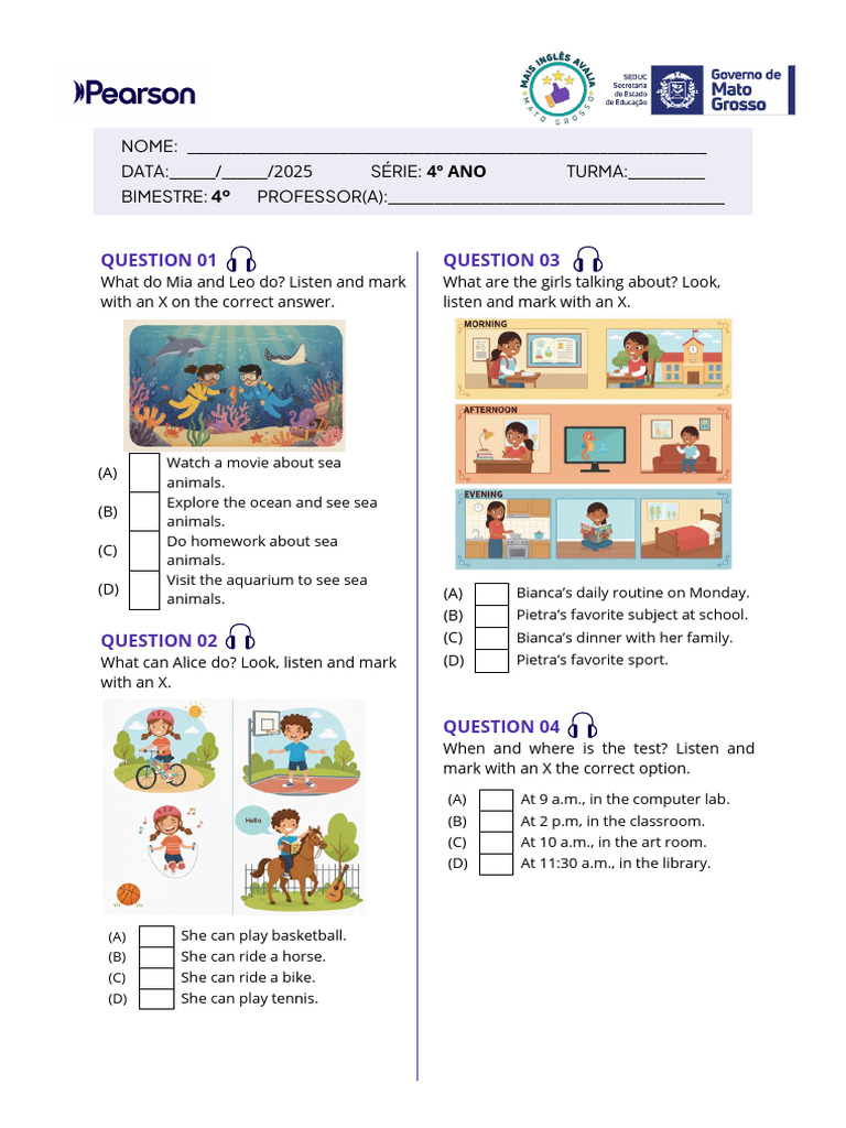 4th Grade Listening Comprehension Test | PDF