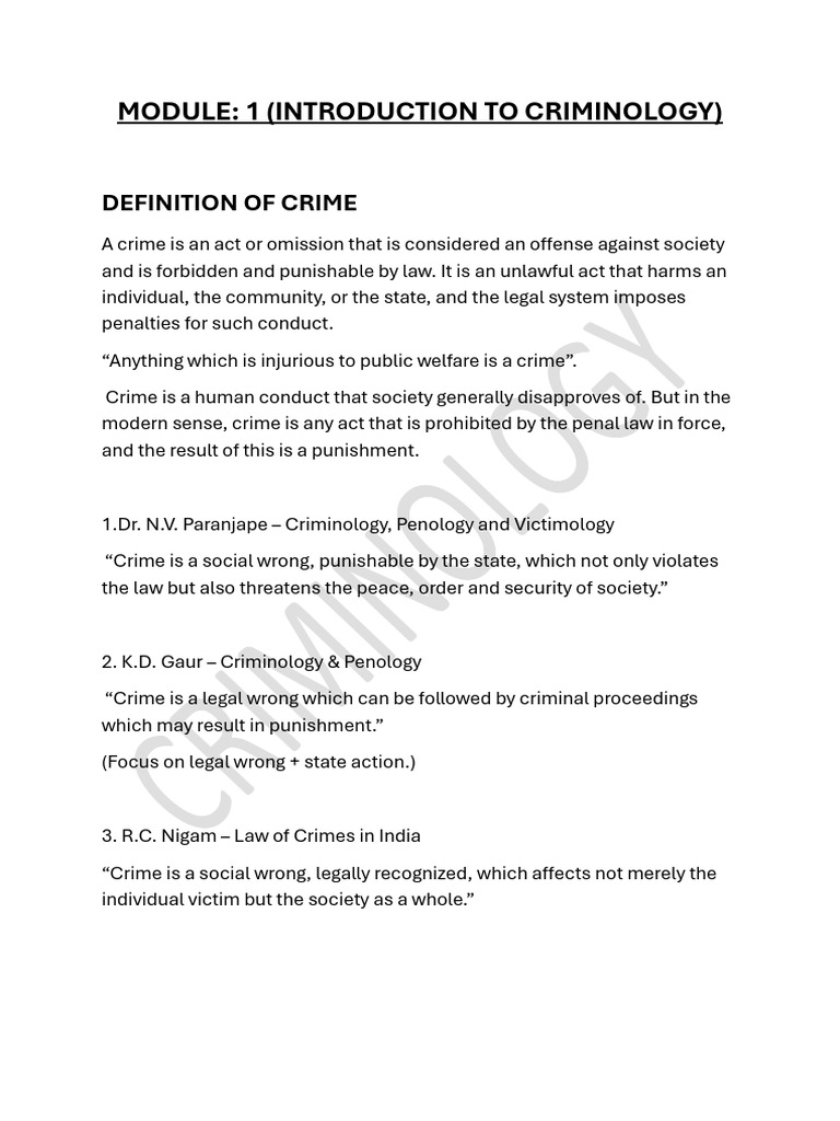 Introduction to Criminology and Crime Types | PDF | Crimes | Crime ...