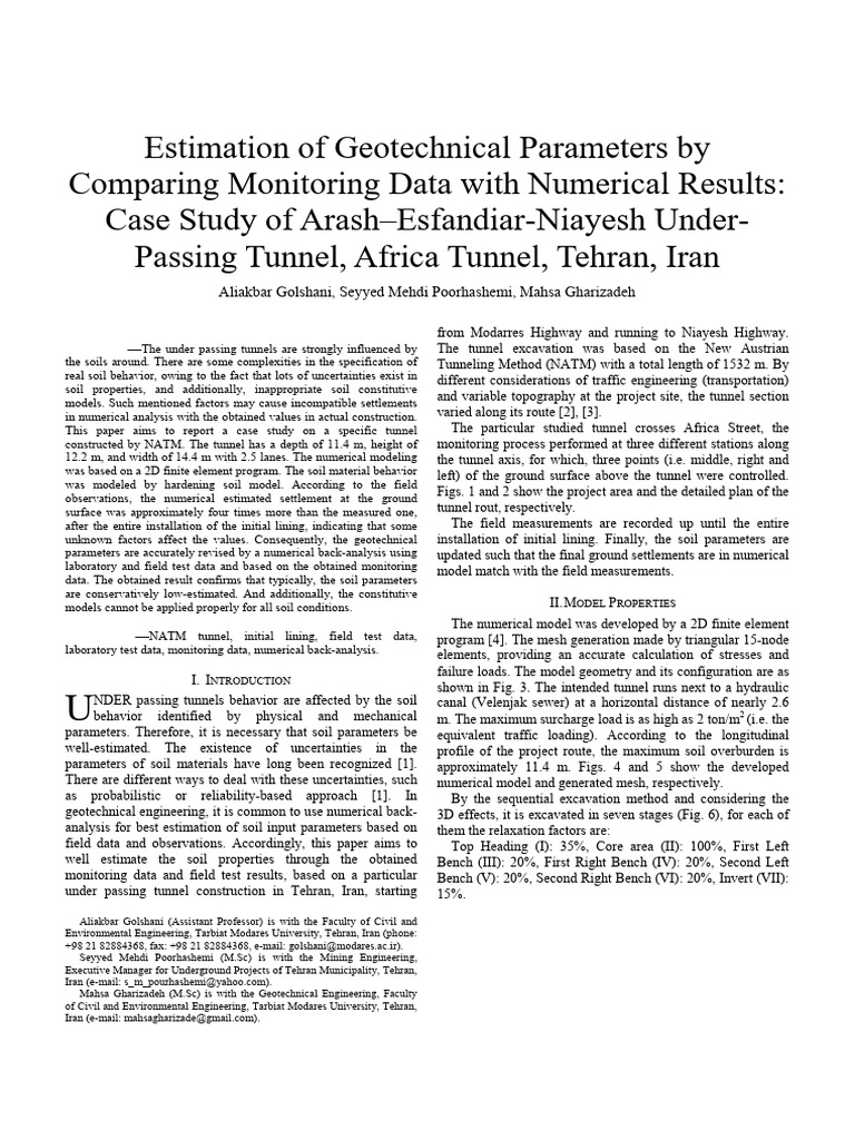 Geotechnical Parameter Estimation for NATM Tunnel | PDF | Geotechnical ...