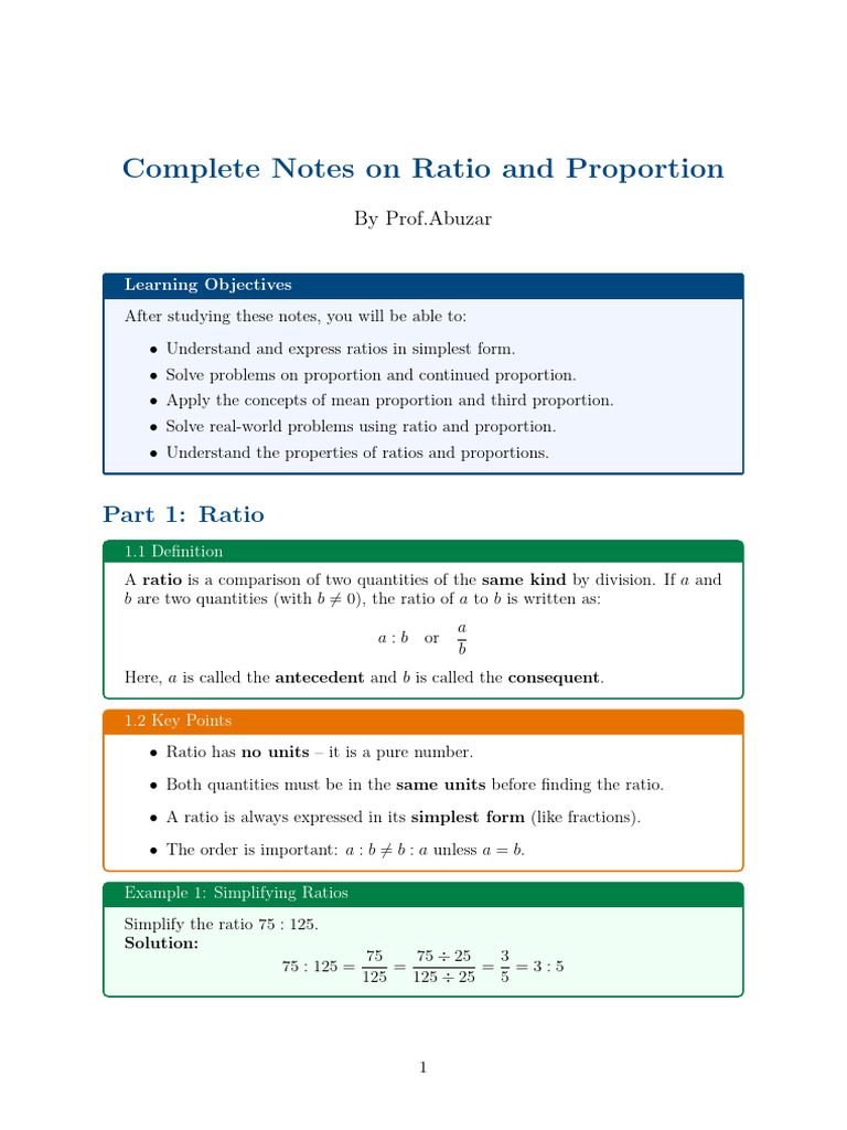 College Ratio and Proportion Lecture | PDF | Ratio | Mathematics