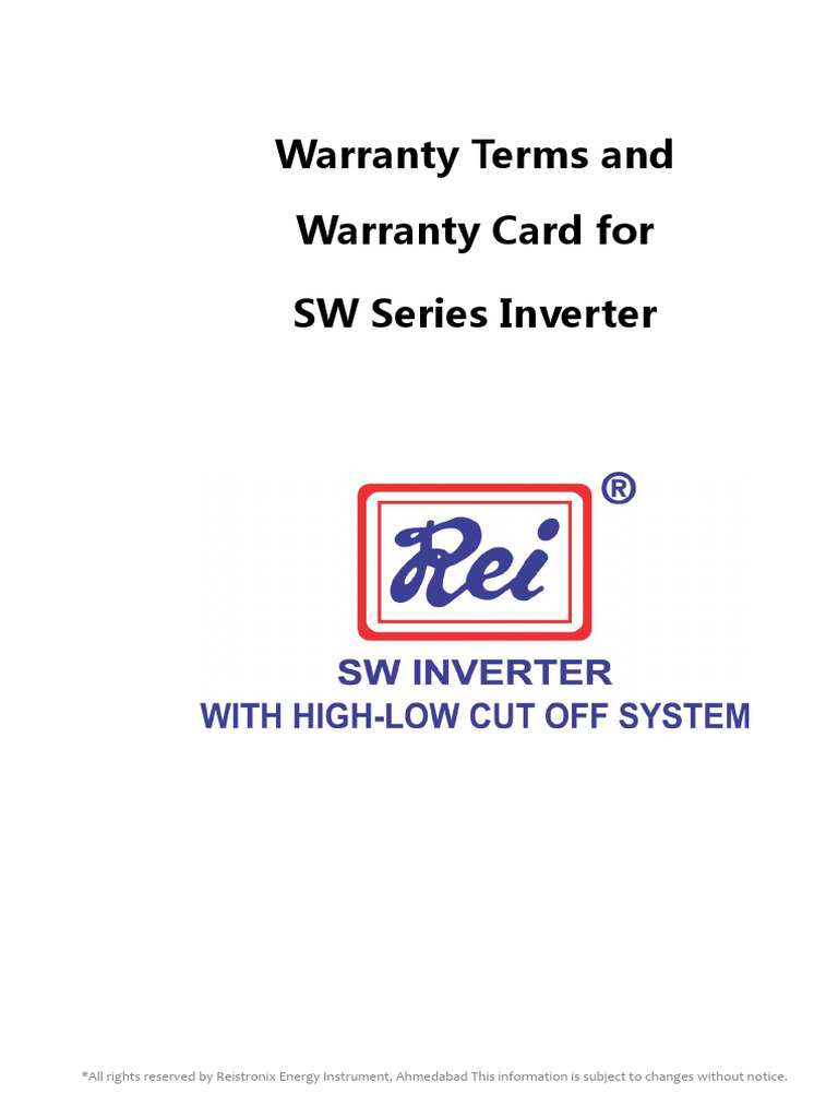 REI Inverter Warranty Card | PDF | Receipt