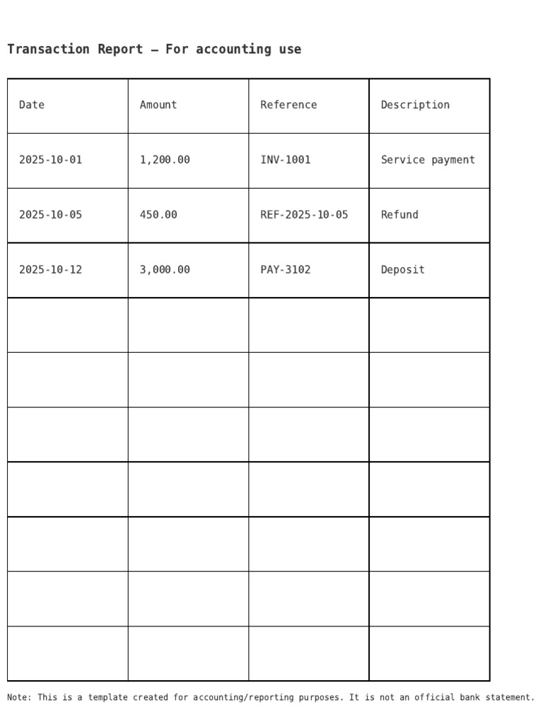 Transaction Report Template | PDF