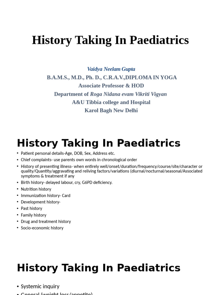 Pediatric history taking | PDF | Pregnancy | Childbirth