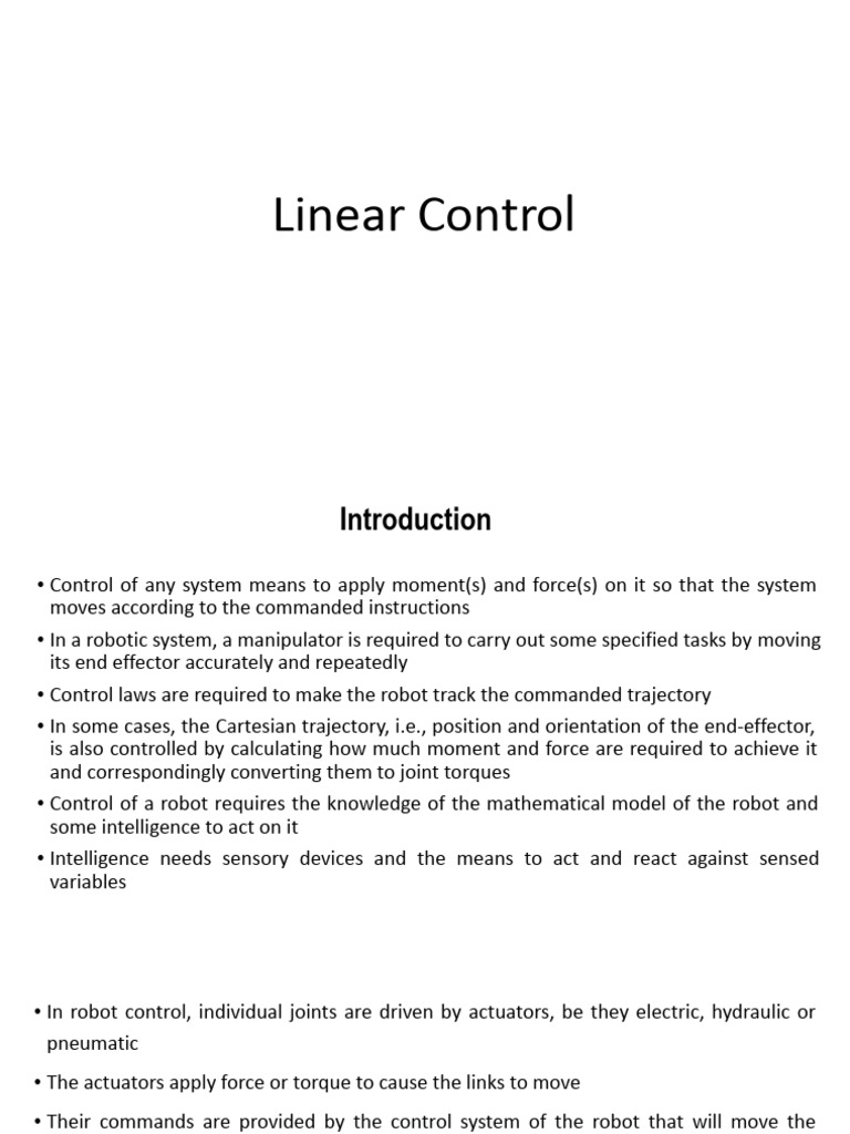Linear Control | PDF | Electric Motor | Control Theory