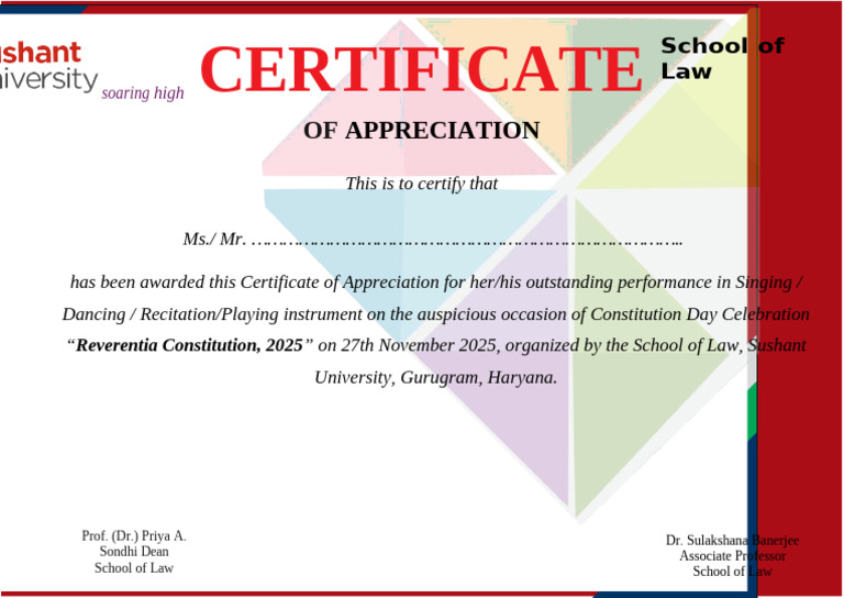 Certificate of Appreciation - Constitution Day 2025 | PDF
