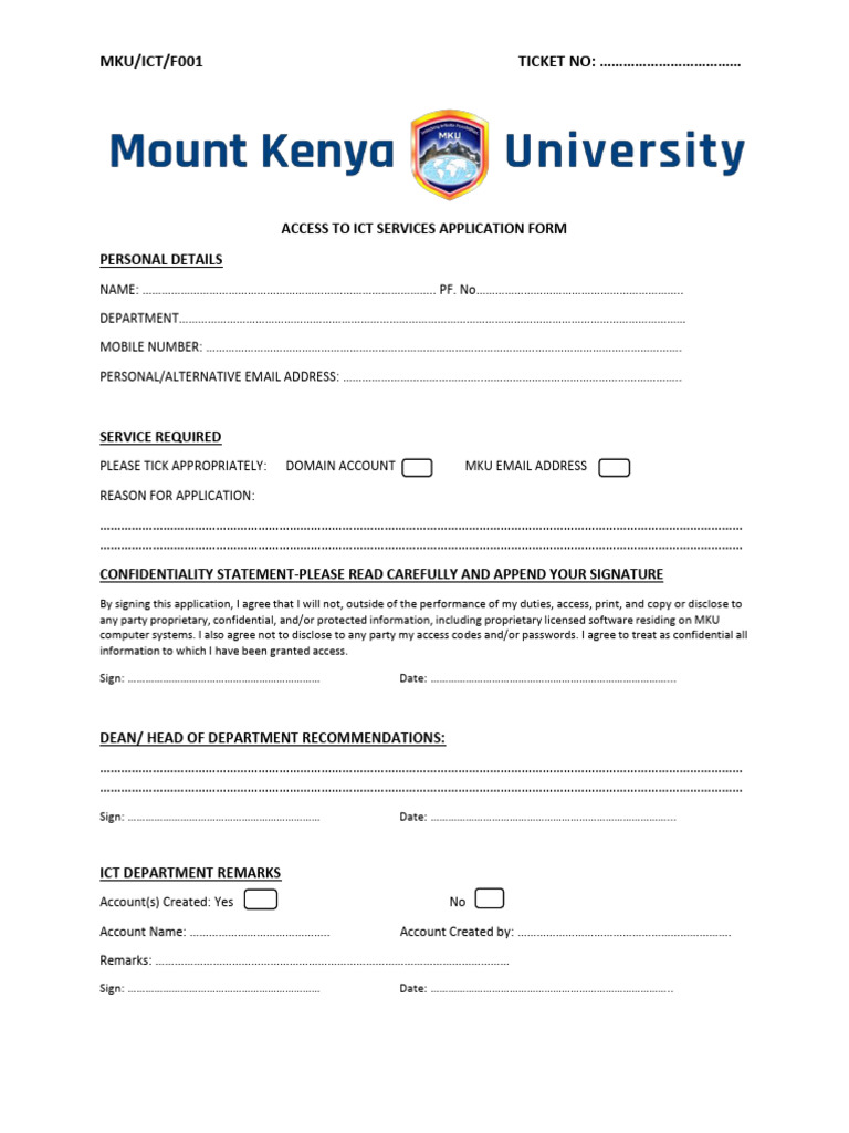 ICT Services Access Application Form | PDF