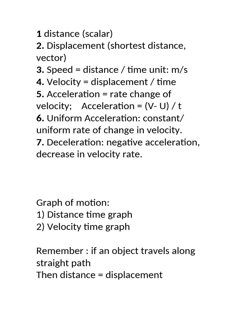 Distance Time Graph and Velocity Time Graph | PDF | Acceleration | Velocity