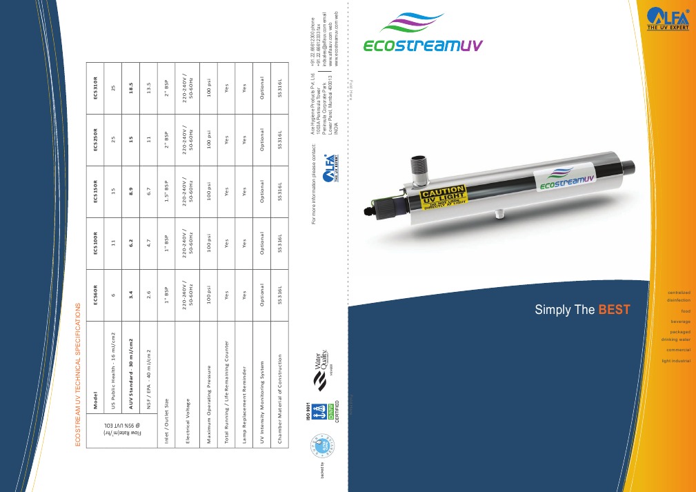 EcoStream UV Disinfection Systems Guide | PDF | Ultraviolet | Chemistry