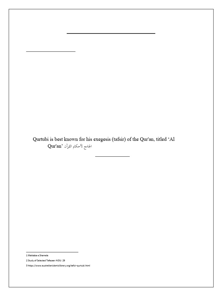Tafseer Al-Qurtubi Methodology Overview | PDF | Quran | Islam