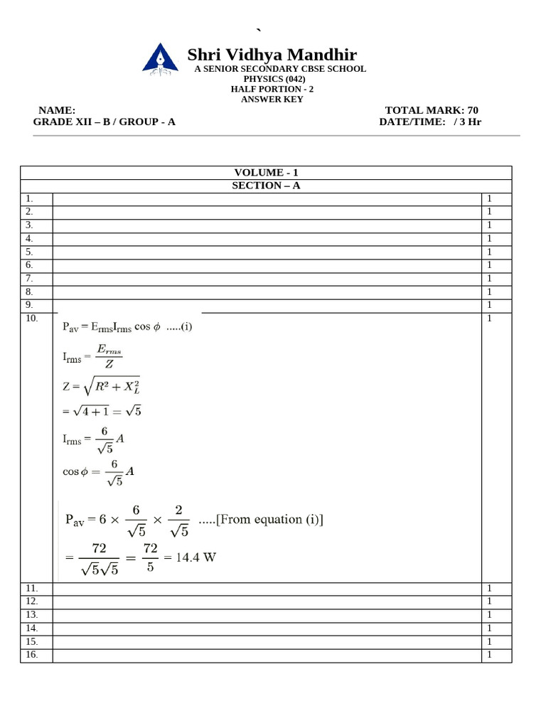 g12-Physics-half Portion 2 Ak | PDF | Magnetic Field | Magnetism