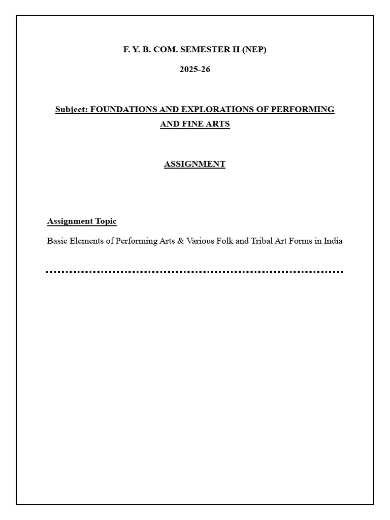 F.Y.B.com. Cultural - Assignment - Semester II | PDF