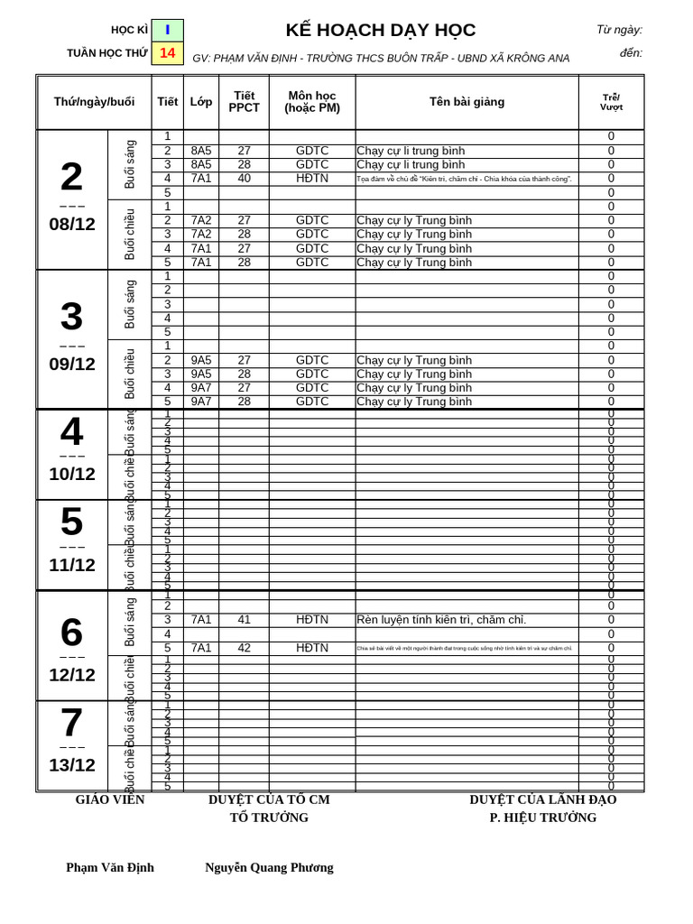 KHDH Tuan 14 | PDF