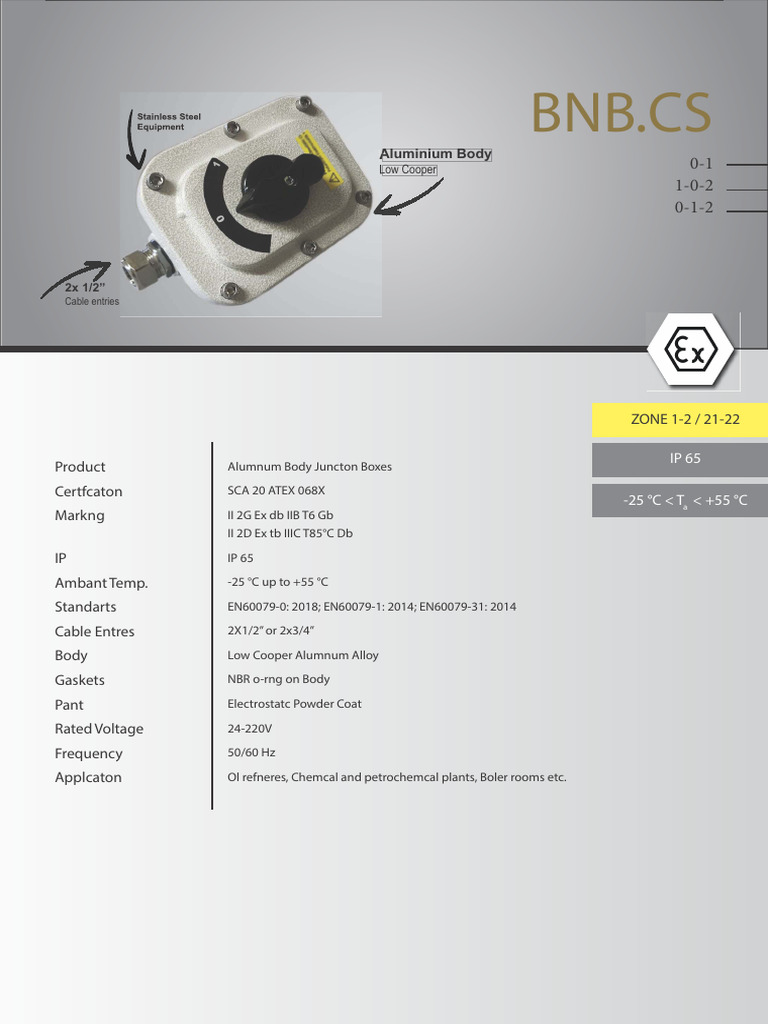 ATEX Aluminum Junction Boxes Specifications | PDF