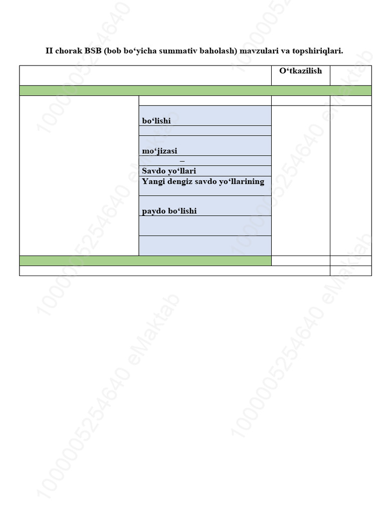5-Sinf. Tarixdan Hikoyalar. BSB-2 | PDF