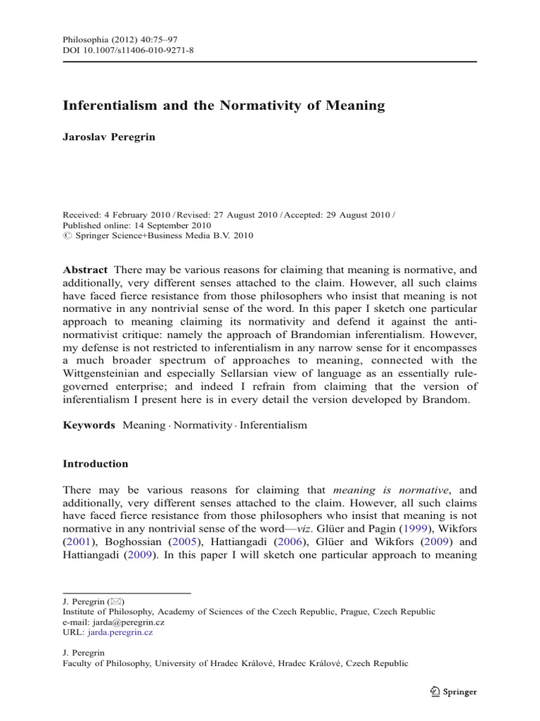 [Philosophia 2010-Sep 14 Vol. 40 Iss. 1] Jaroslav Peregrin ...