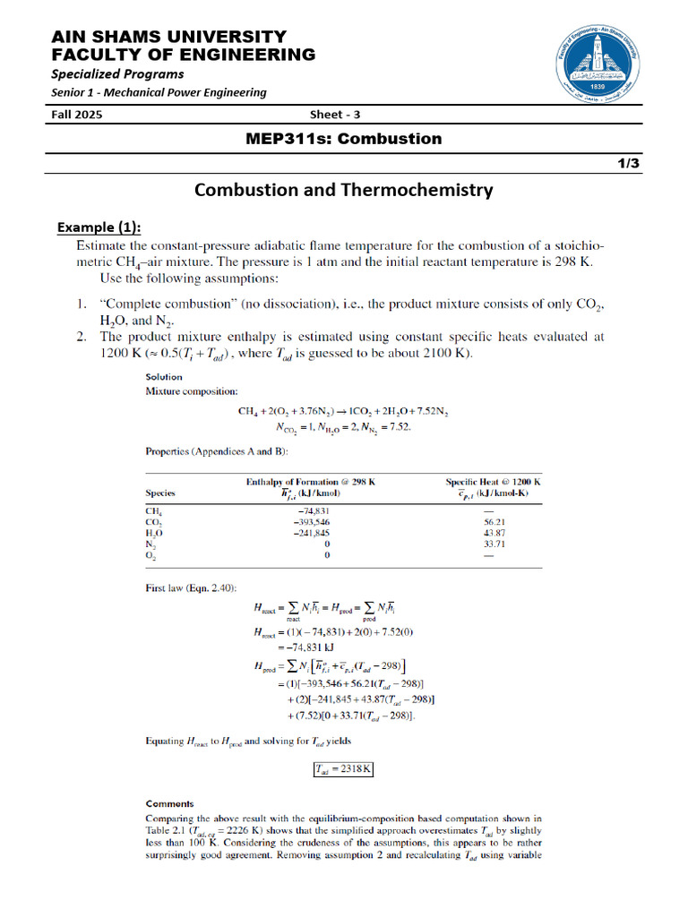 Combustion Engineering Examples 2025 | PDF | Combustion | Heat