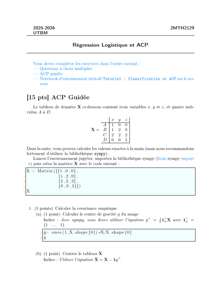TD Logistique PCA | PDF | Analyse en composantes principales | Théorie ...