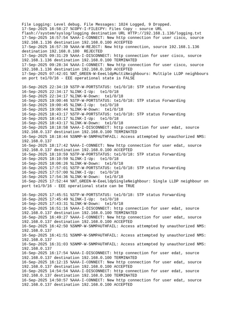 Network Log Summary: Connections & Status | PDF | Networking Standards ...