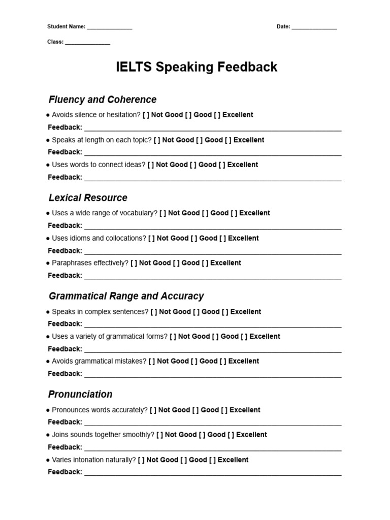IELTS Speaking Feedback | PDF