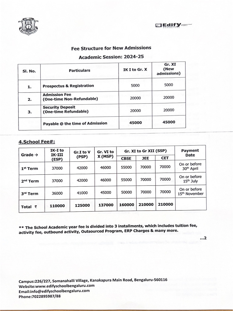 Fee Structure AY2024-25 | PDF