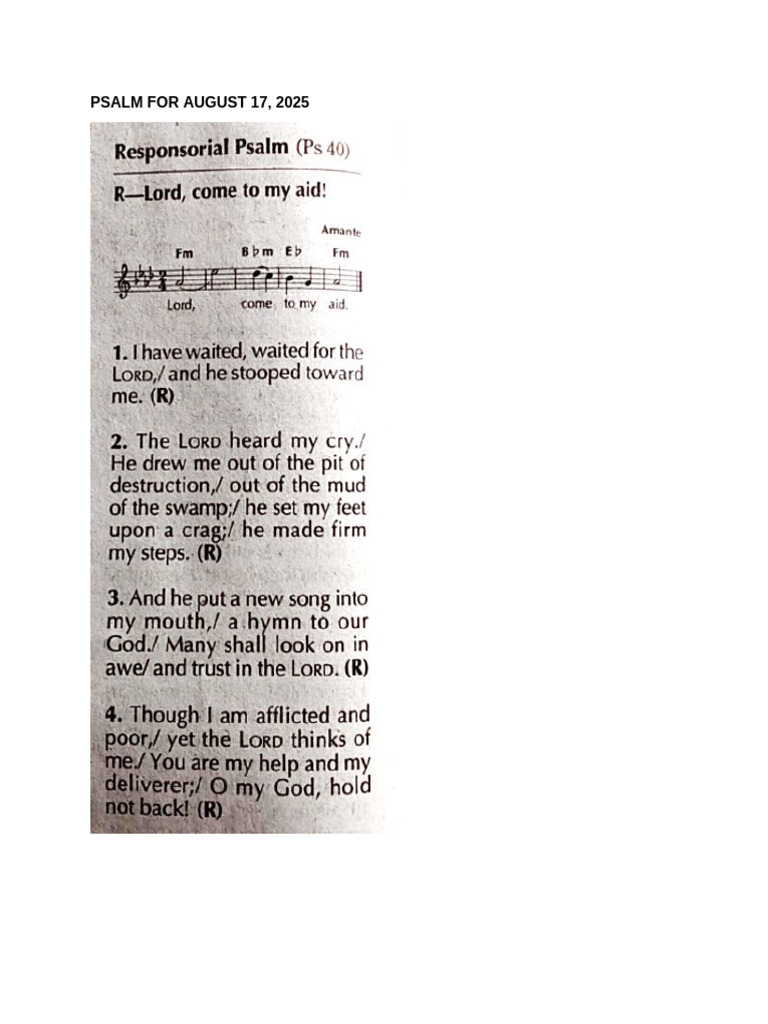 Psalm For August 17 | PDF