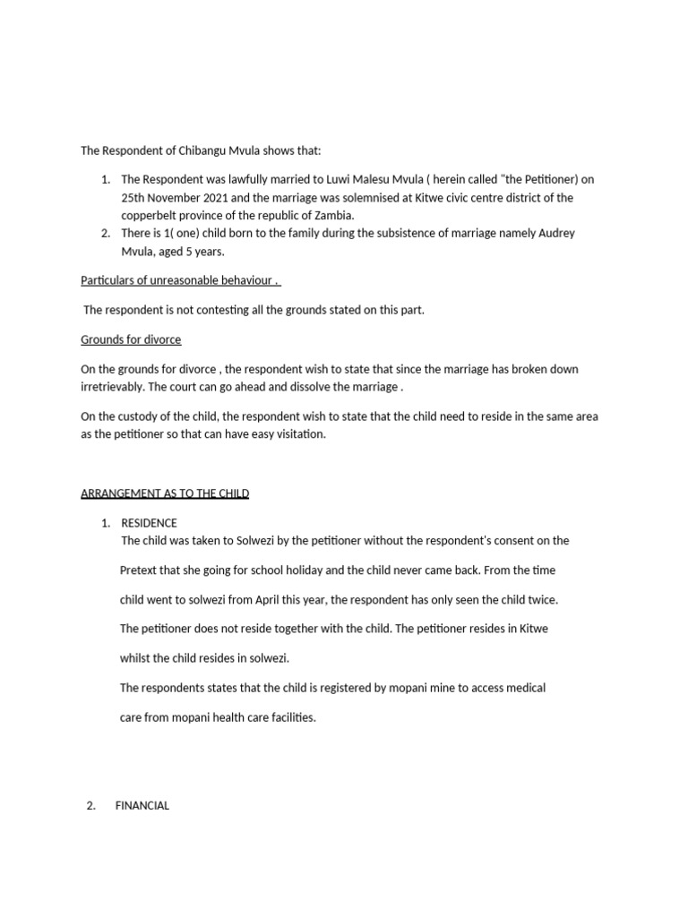 Divorce and Child Custody Case Summary | PDF