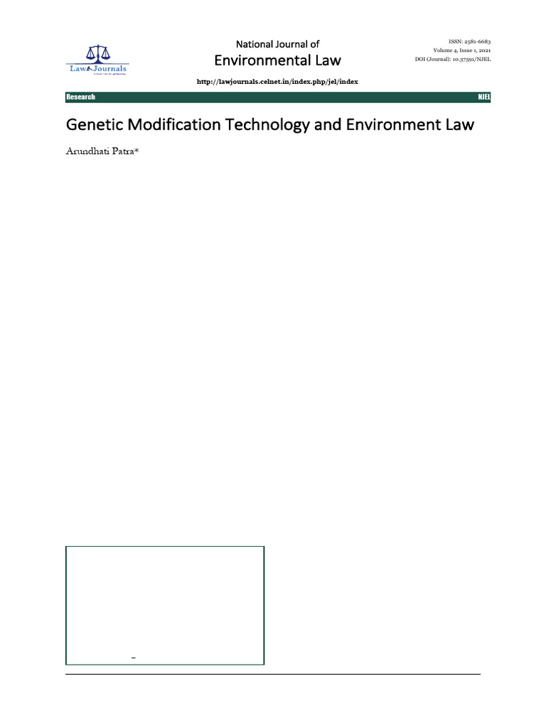76 86 Genetic Modification Technology and Environment Law 1 | PDF ...