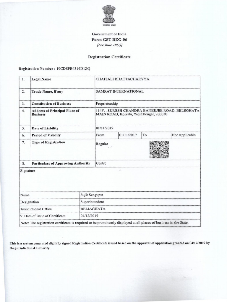 GST Regd. Certificate | PDF